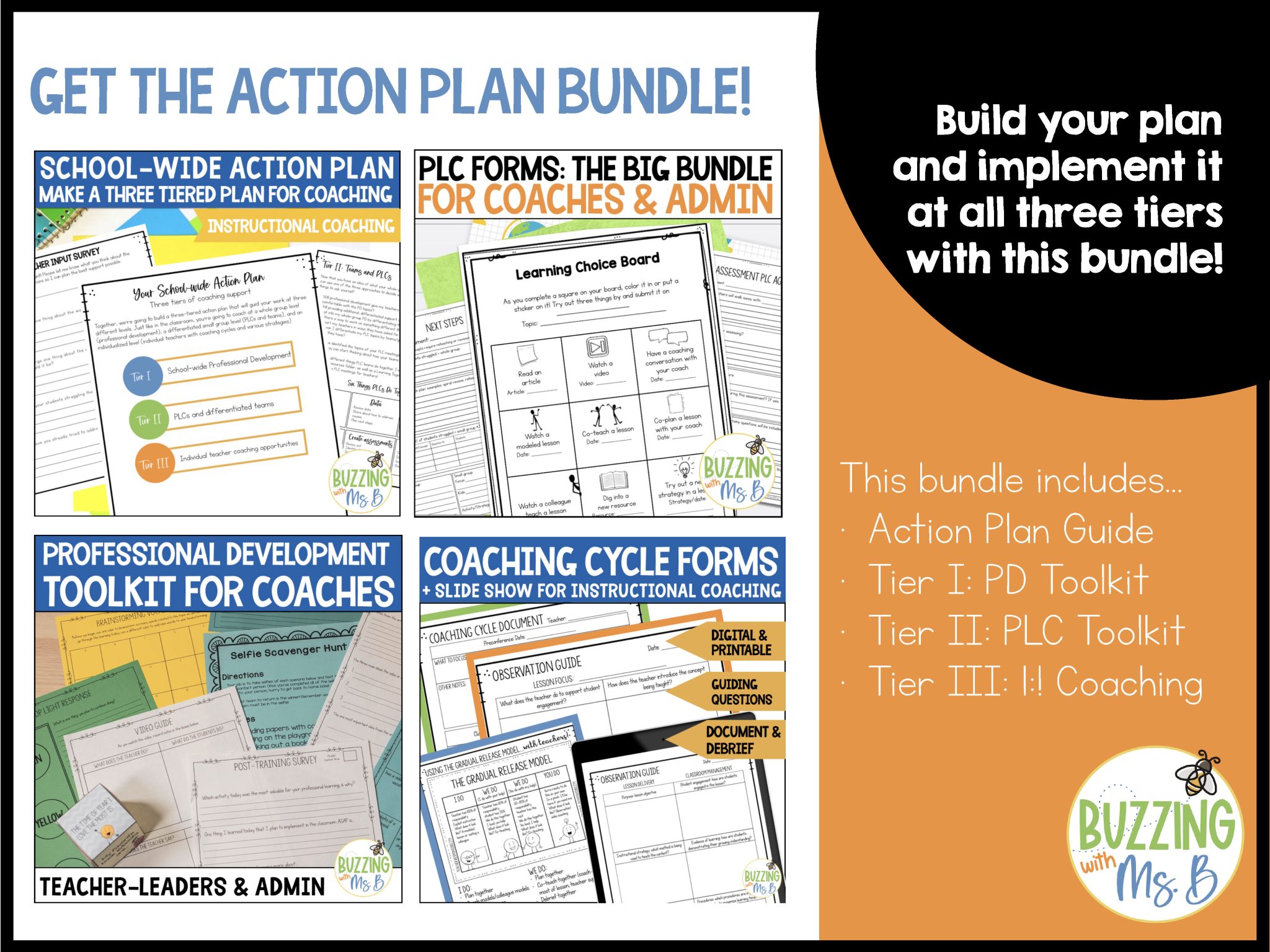 Instructional Coaching Action Plan Bundle - Buzzing with Ms. B