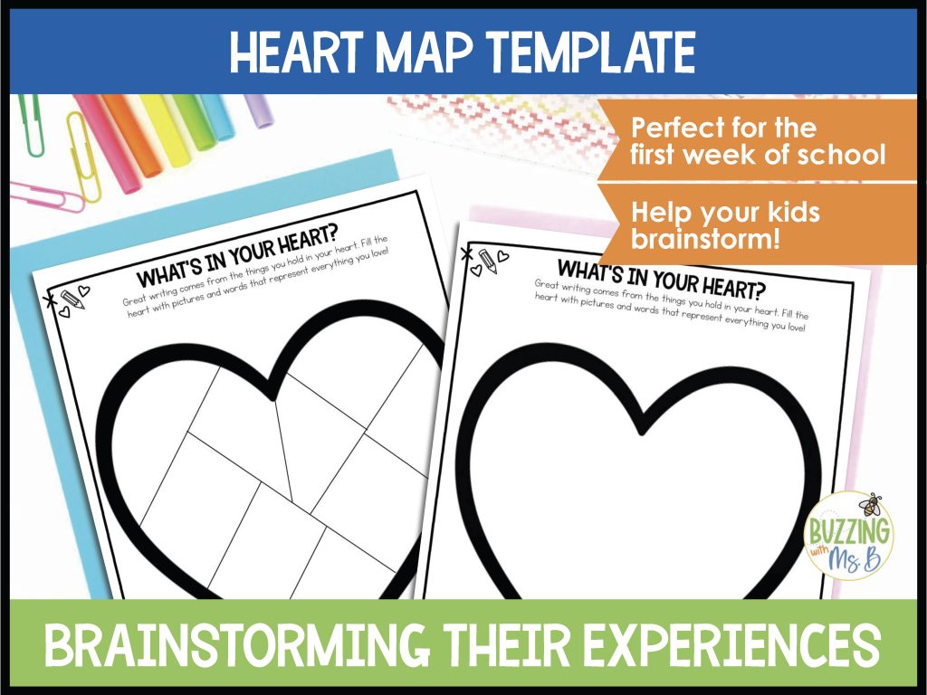 Heart Map Brainstorming Template for Back to School - First Week of ...