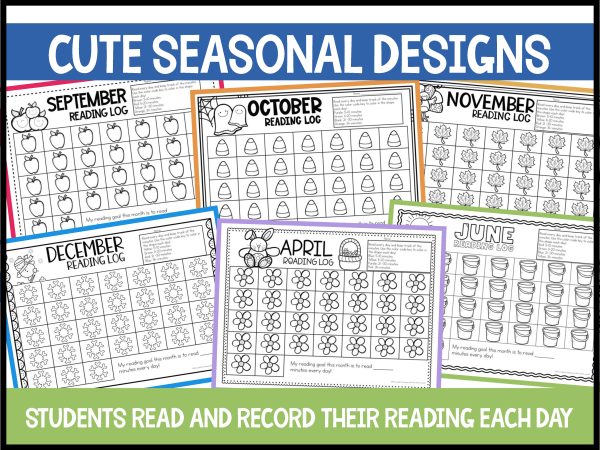 Monthly Reading at Home Calendar Logs with Color Coded Minutes Tracker ...
